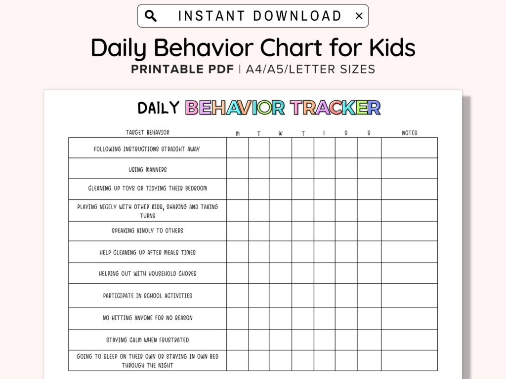 Behavior Chart Printable: A Comprehensive Guide to Using Behavior ...