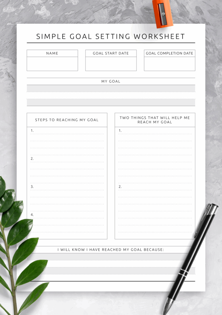Free Goal Setting Worksheet Printable: Achieve Your Dreams Today ...